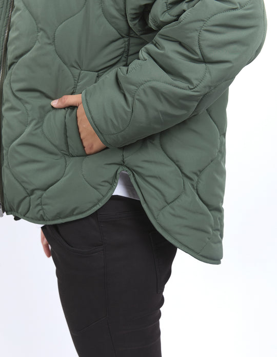 Mellow Quilted Jacket - Khaki - Foxwood | FUDGE Gifts Home Lifestyle